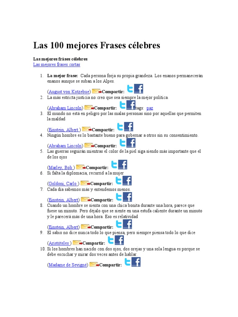 100 Frases Célebres Impactantes | PDF | Amor | Platón