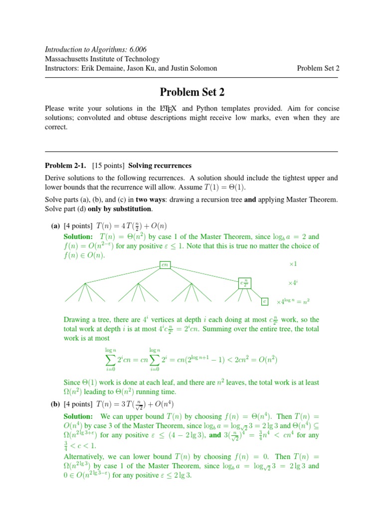 MIT6 006S20 Ps2-Solutions | PDF | Time Complexity | Software Engineering
