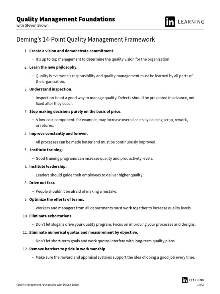 Deming's 14 Points | PDF