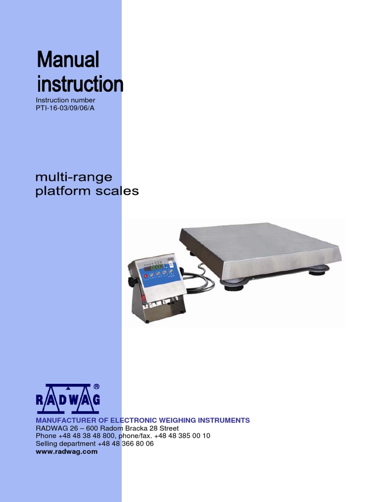 Radwag Scale User Manual Overview | PDF | Weighing Scale | Weight