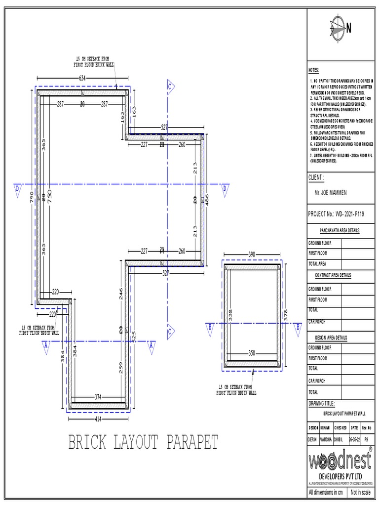Brick Layout Parapet: 15 CM Setback From First Floor Brick Wall | PDF ...