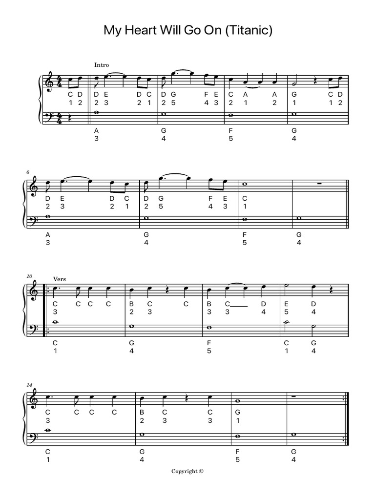 My Heart Will Go On (Titanic) Med Komp - Easy Piano | PDF