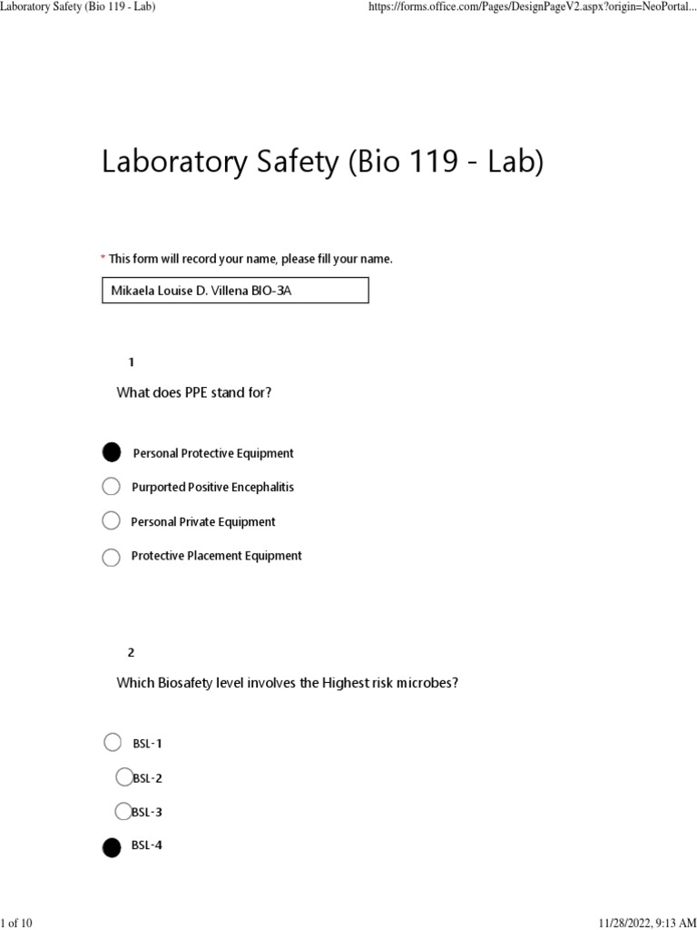 Villena - Lab Exercise 1 | PDF | Laboratories | Safety