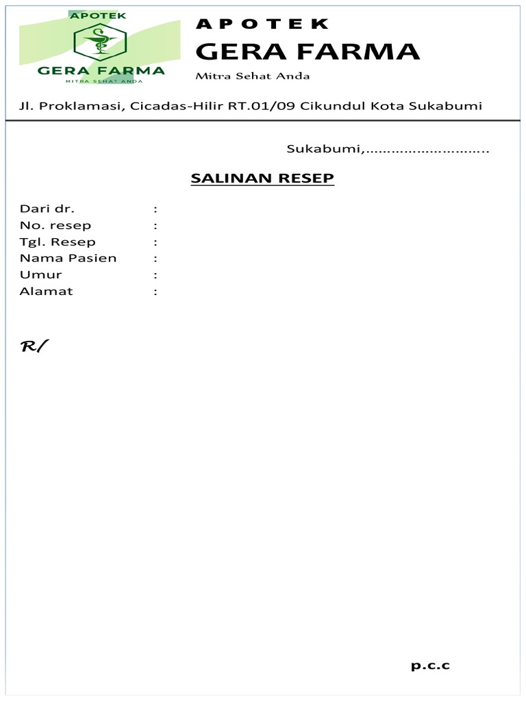 Blanko Salinan Resep Gera Farma Fix Pdf