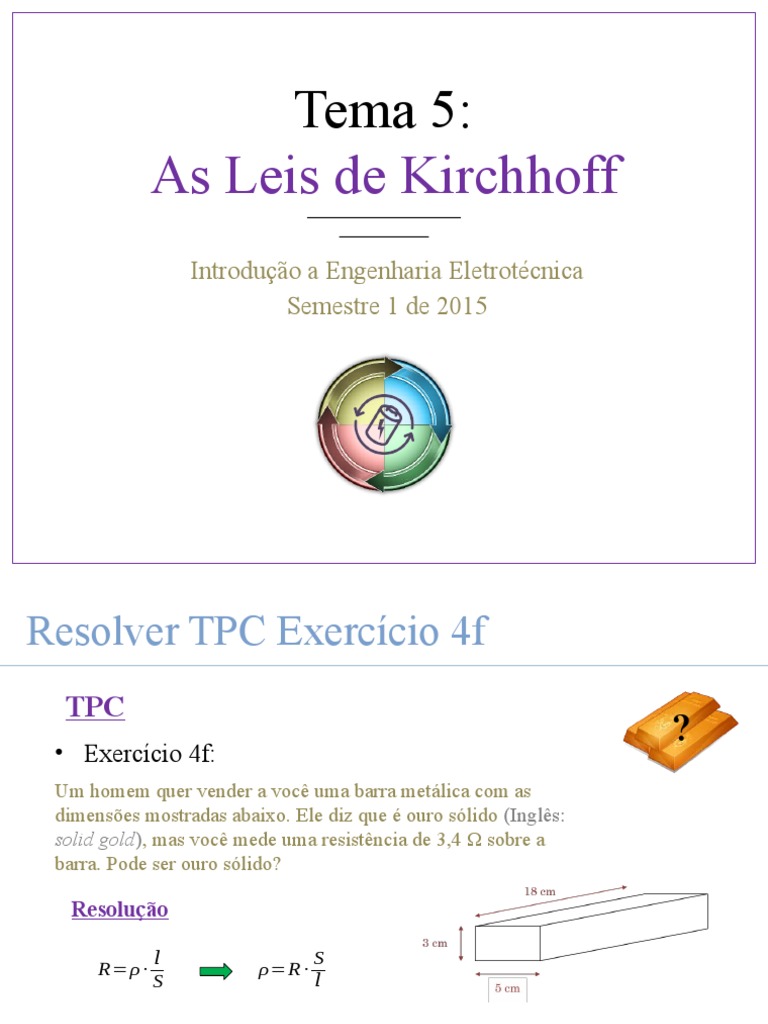 Tema 5, As Leis de Kirchhoff | PDF | Resistor | Física