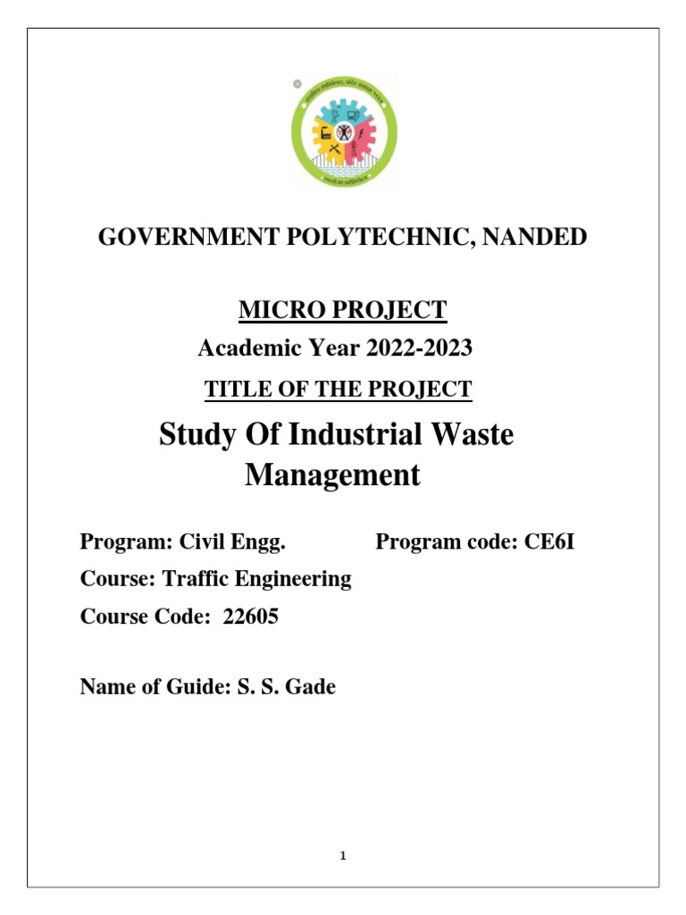 Study of Industrial Waste Management: Government Polytechnic, Nanded ...
