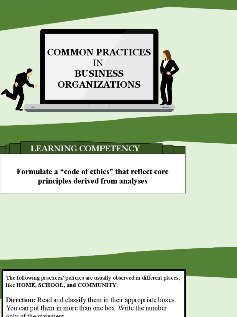 BUSINESS ETHICS QUARTER 3 - WEEK 3 | PDF | Bookkeeping | Marketing