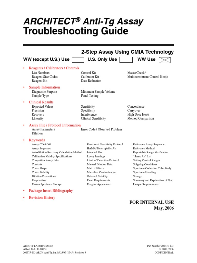 Troubleshooting Guide: Architect Anti-Tg Assay | PDF | Assay | Diseases And Disorders