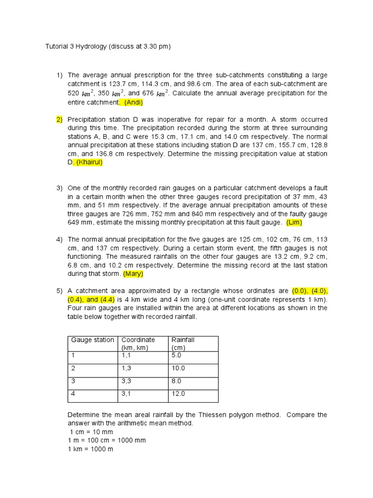 Estimating Missing Precipitation Values and Calculating Mean Areal ...