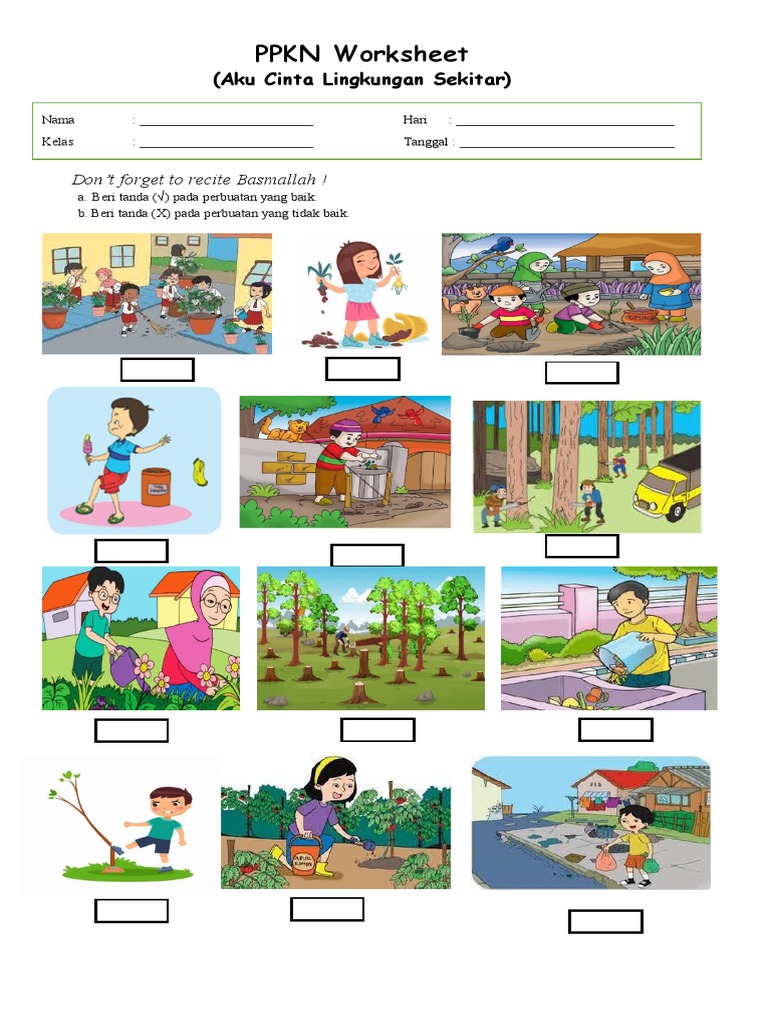 PPKN Worksheet: (Aku Cinta Lingkungan Sekitar) | PDF