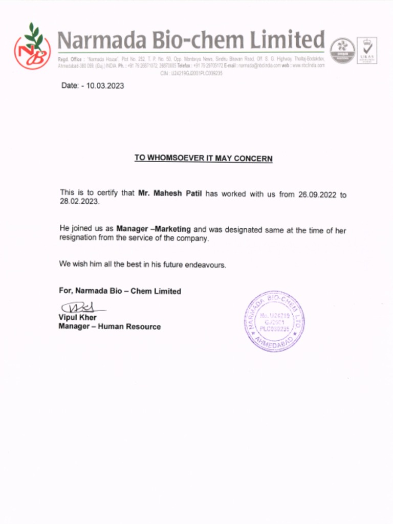 Experience Certificate | PDF