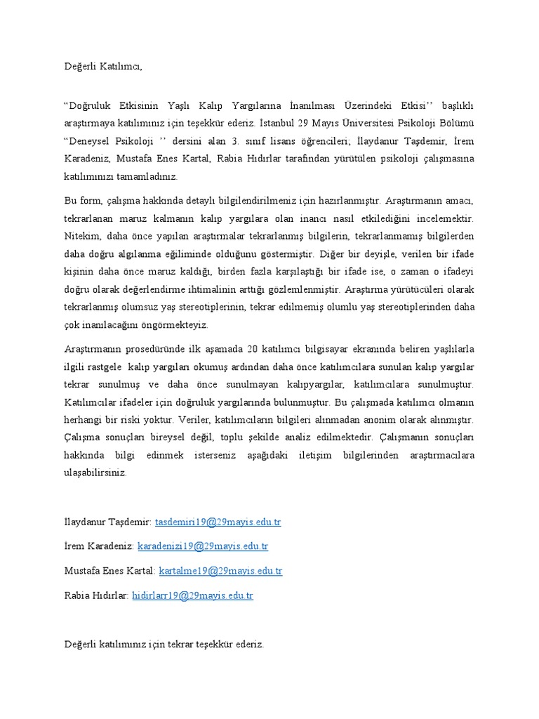 Debriefing Form | PDF