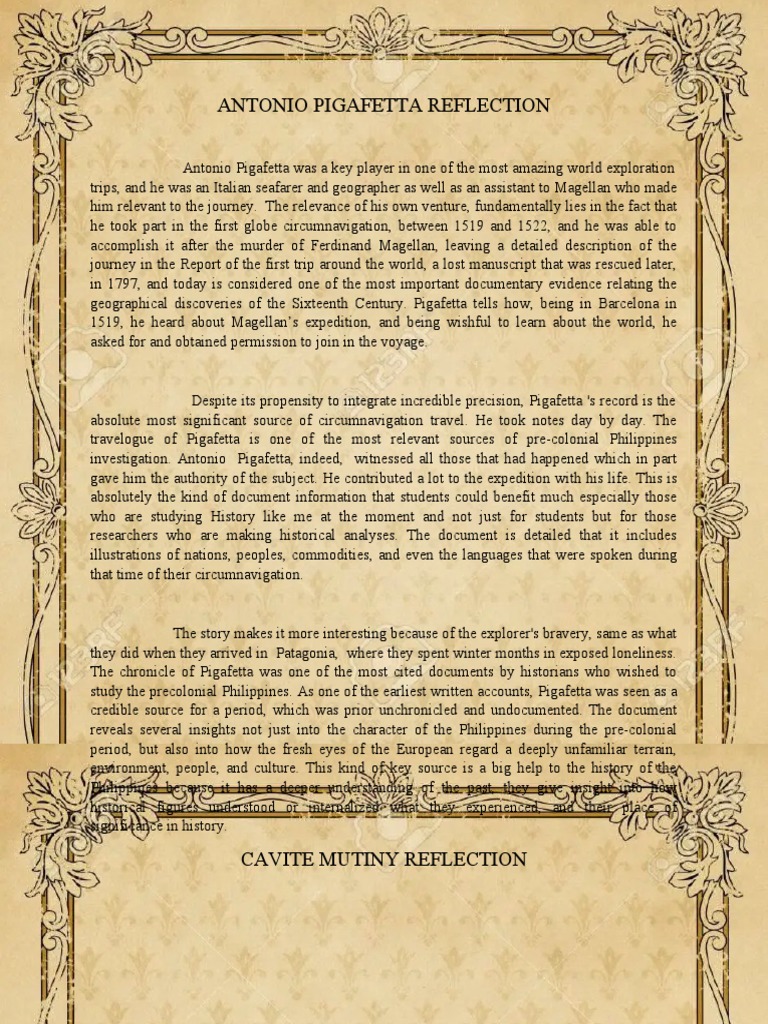 Antonio Pigaffeta and Cavite Mutiny Reflection | PDF | History