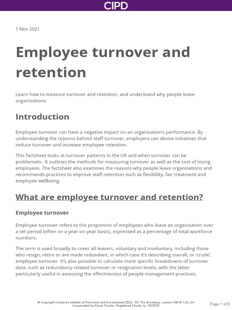 Turnover Retention Factsheet - 20230326T120212 | PDF | Turnover ...