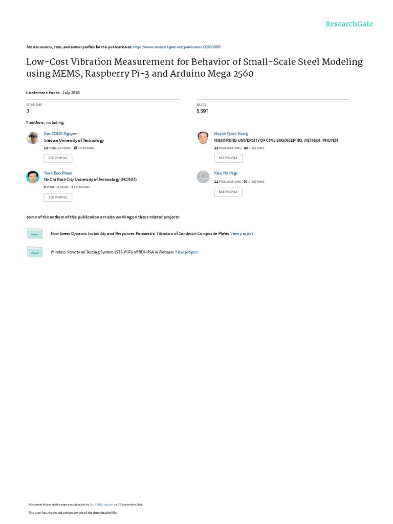 Low CostVibrationMeasurementforBehaviorofSmall ScaleSteelModelingusingMEMSRaspberryPi ...