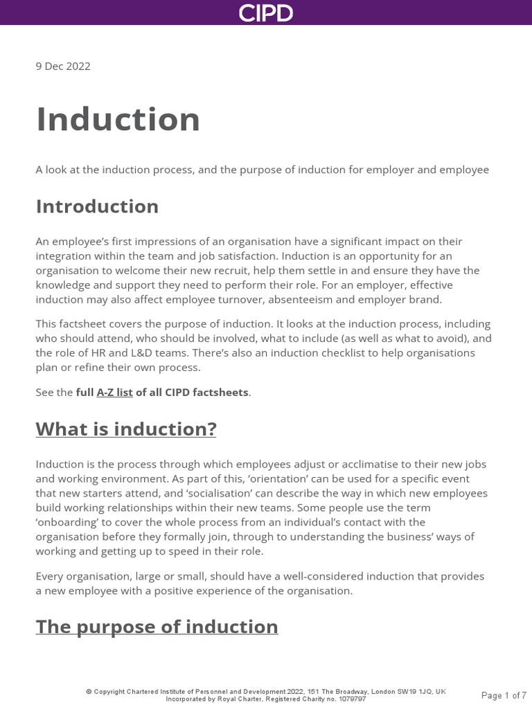 Induction-Factsheet 20230321T103236 | PDF | Employment | Occupational ...
