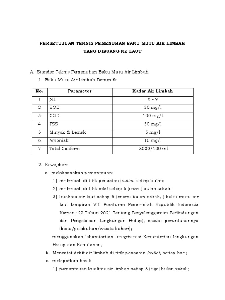 Pertek Wisata Pembuangan Air Limbah Ke Laut | PDF Pertek Wisata Pembuangan Air Limbah Ke Laut | PDF