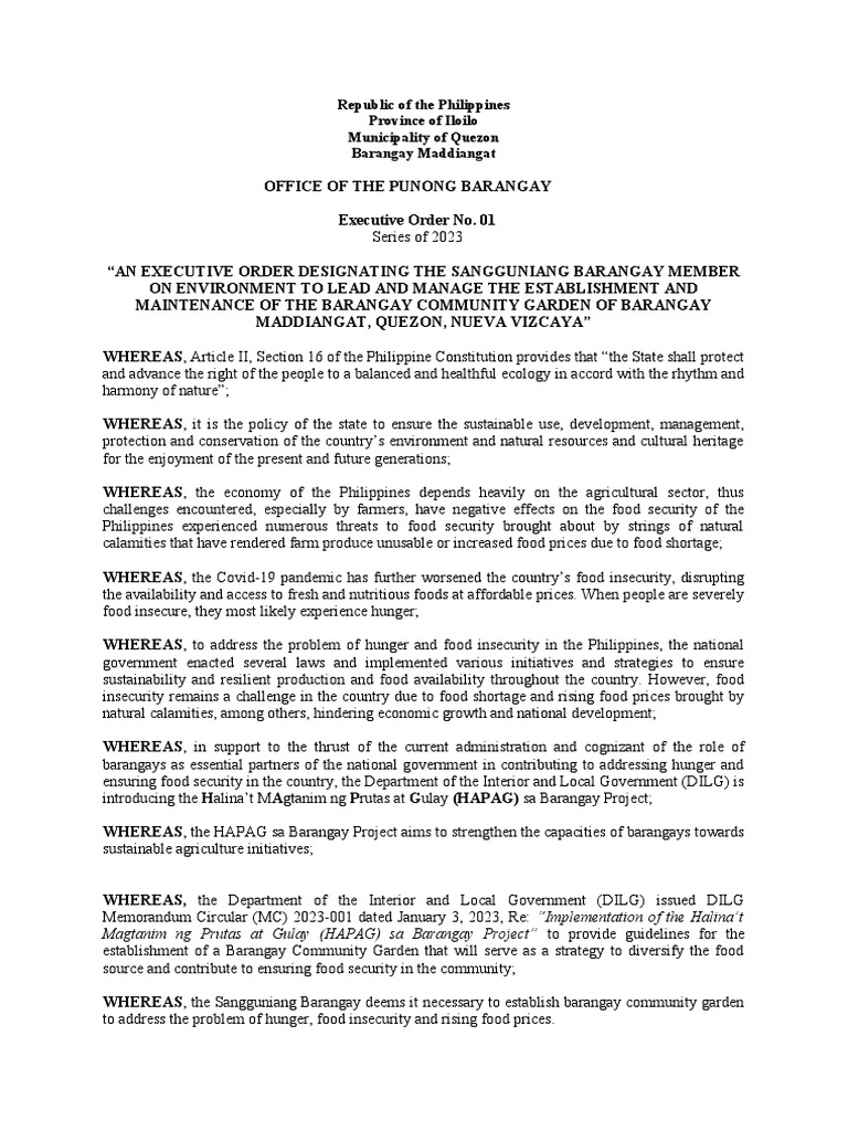 E.O Hapag | PDF | Food Security | Economies