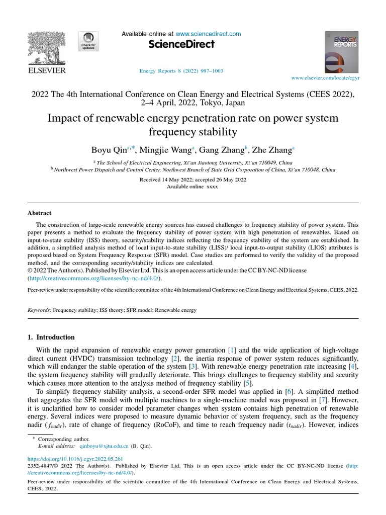 Impact of Low Rotational Inertia On Power System Stability and ...