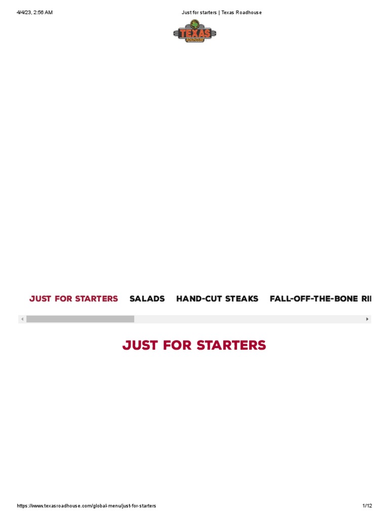 Texas Roadhouse Starters Menu | PDF | French Fries | Food Ingredients