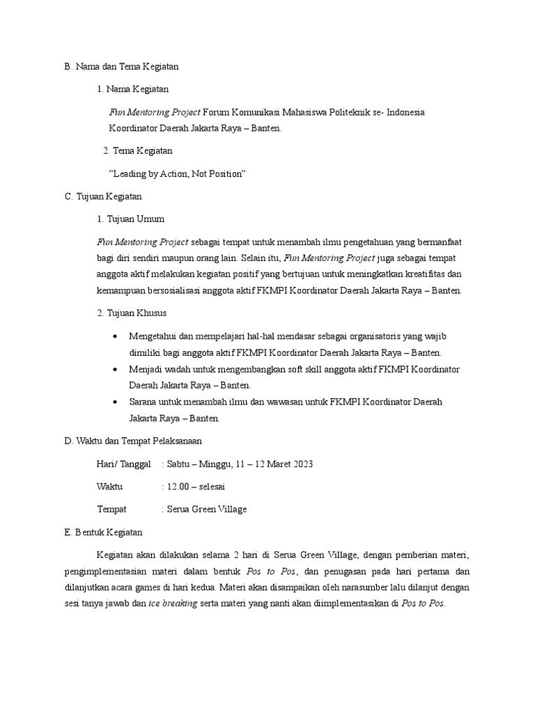 Tor Funmp Divisi Acara | PDF