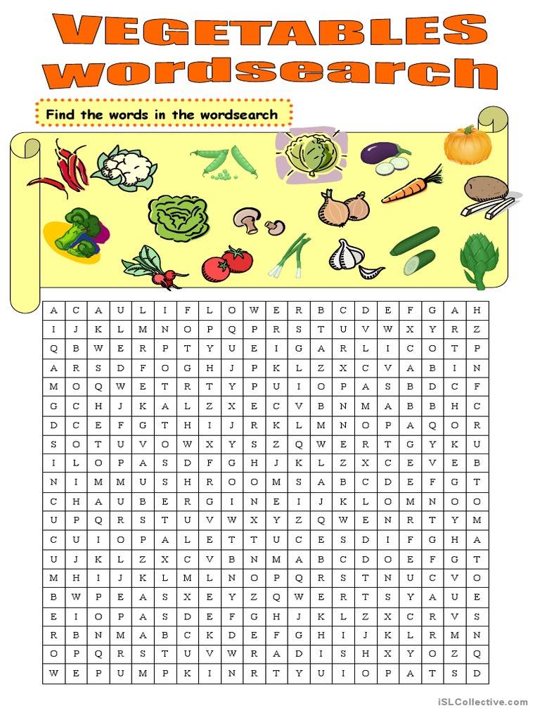 Vegetables Wordsearch | PDF | Word Puzzles | Puzzles