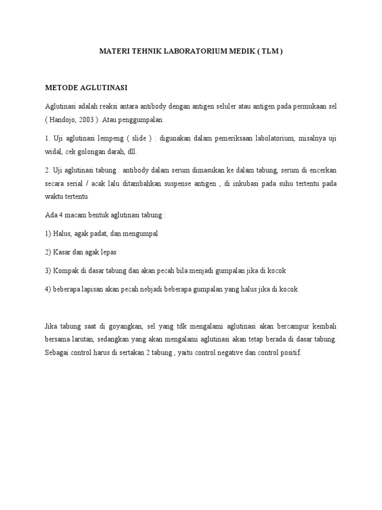 Materi Tehnik Laboratorium Medik | PDF