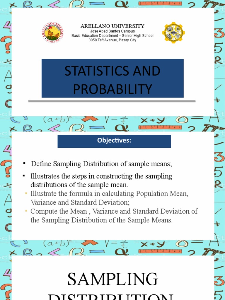 Statistics and Probability: Arellano University | PDF | Mean | Sampling (Statistics)
