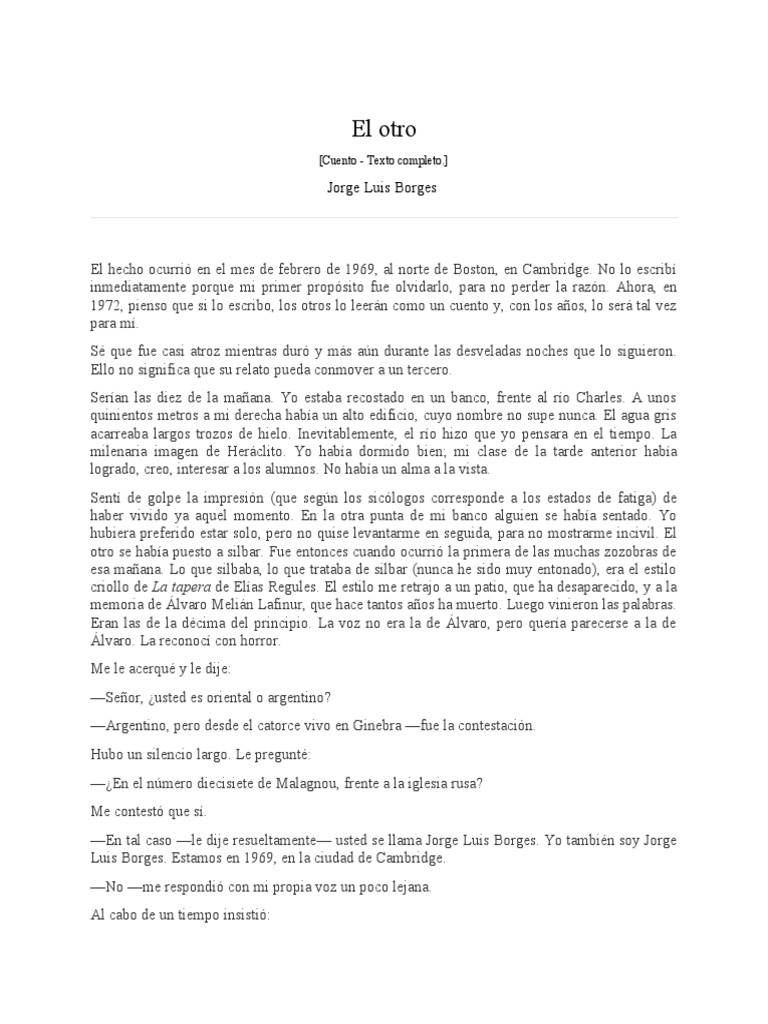 El Otro, Jorge Luis Borges. | PDF | Poesía