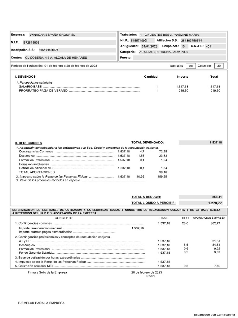Nomina Febrero 2023 Hoja 35 Copia Pdf