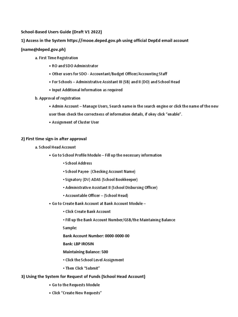 MOOE System User Guide for Schools | PDF | Value Added Tax | Payments