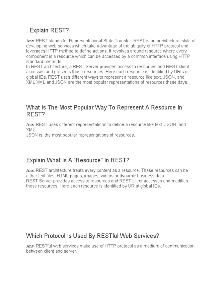 Rest API Interview Questions | PDF | Representational State Transfer ... Rest API Interview Questions | PDF | Representational State Transfer ...