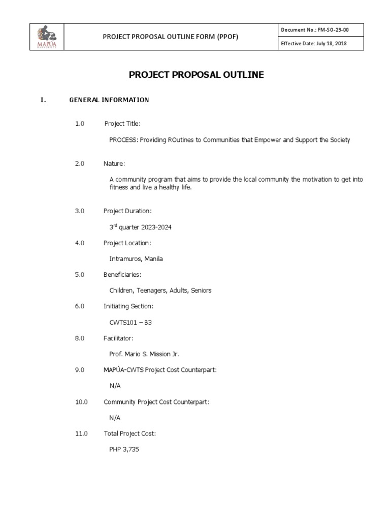 CWTS Community Fitness Project Proposal | PDF | Physical Fitness