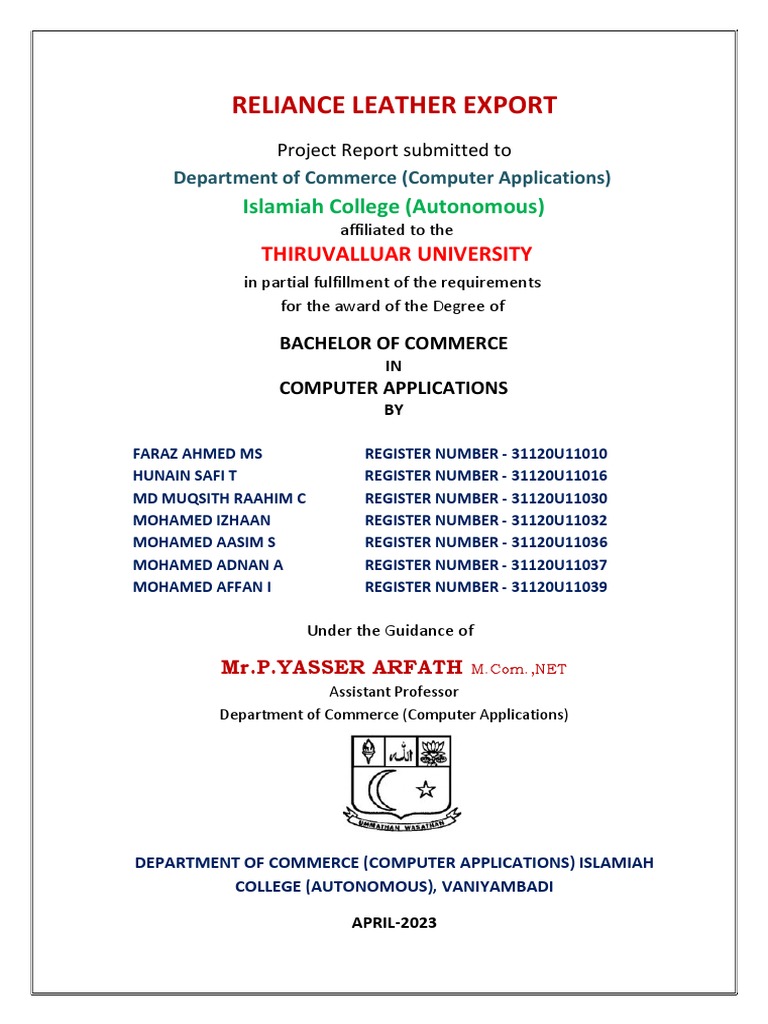Reliance Leather Export Report | PDF | Leather | Bleach