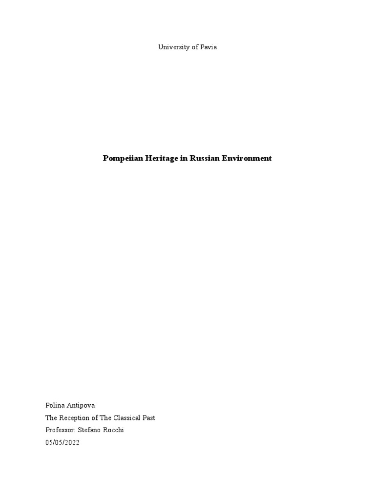 Essay On Pompeiian Heritage in Russia | PDF | Pompeii | Archaeology