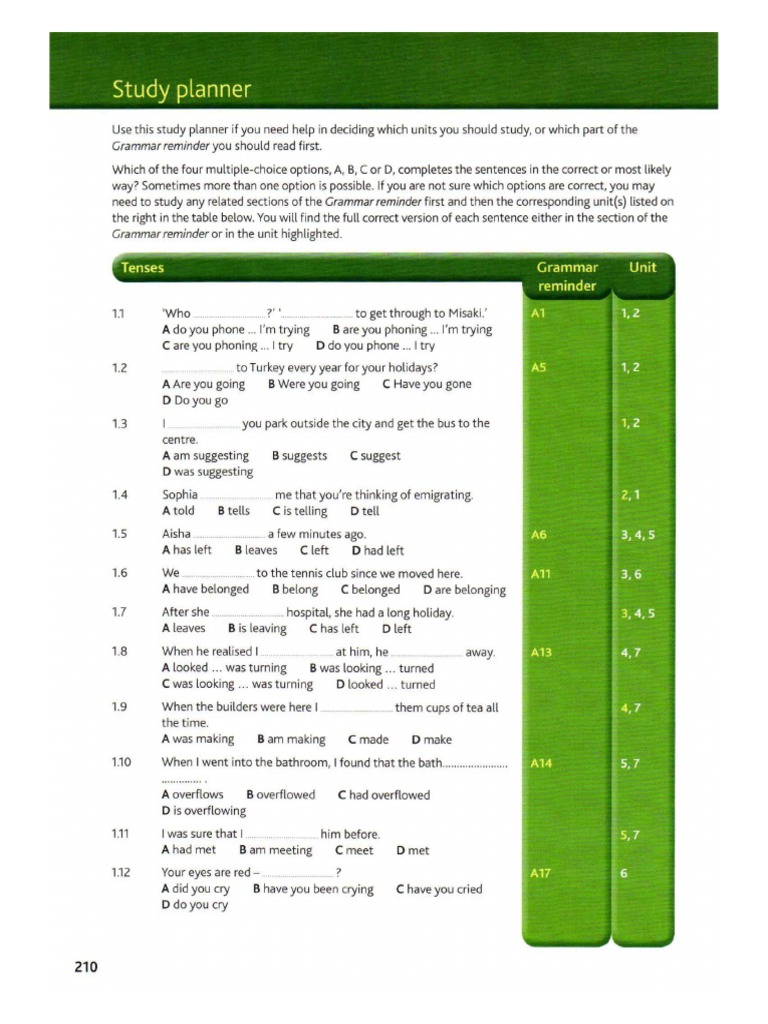 Study Planner Advanced Grammar 3rd | PDF