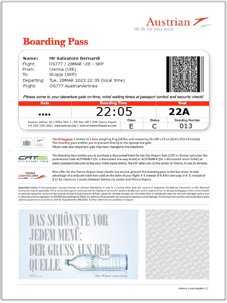 .. Boarding Pass. Mrs Sona Ceretkova. Name - Flight - From - To ...