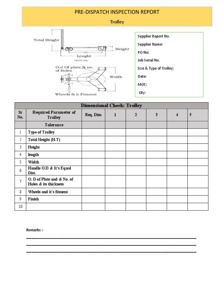 Pre-dispatch-Inspection Report of Trolley | PDF