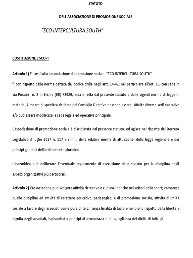 Modello Statuto Aps - Ets-2 | PDF