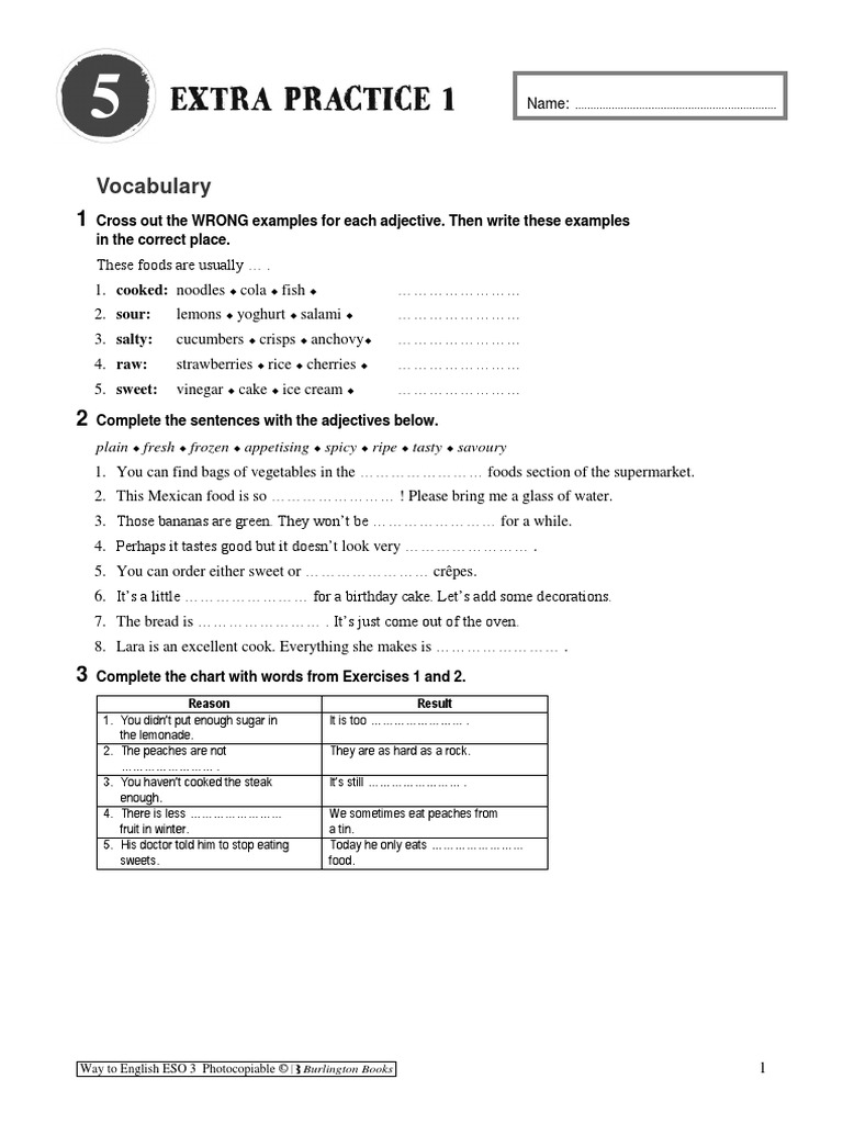 Unit 5 Exercises | PDF | Meal | Home