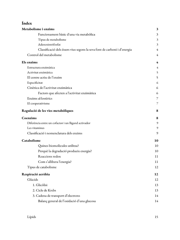 Resum Metabolisme I Catabolisme | PDF