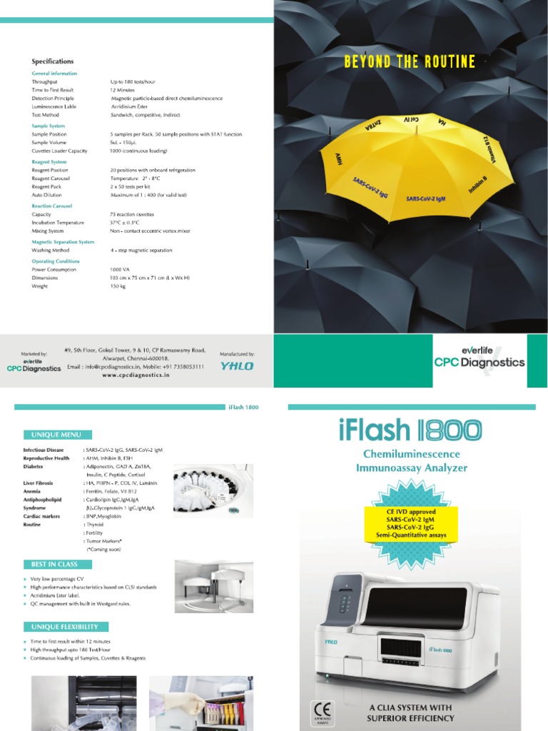 Iflash 1800 Fully Automated Chemiluminescence Immunoassay Analyzer | PDF