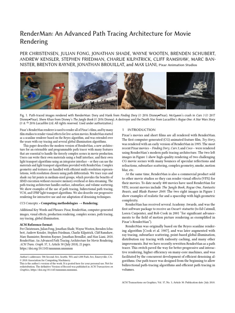 2018 - RenderMan - An Advanced Path Tracing Architecture For Movie Rendering - Christensen Et Al ...