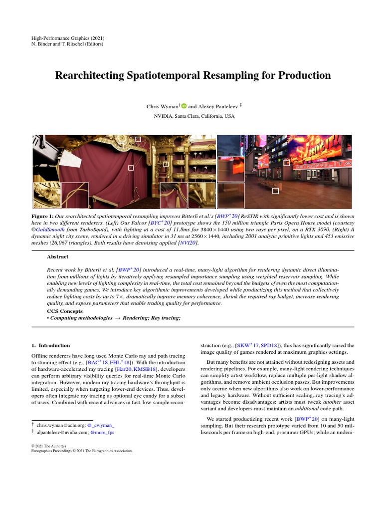 Rearchitecting Spatiotemporal Resampling For Production | PDF | Rendering (Computer Graphics ...
