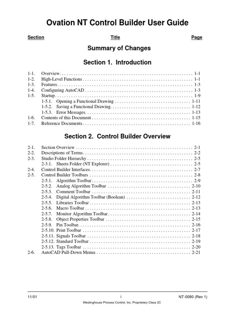 Ovation NT Control Builder User Guide: Summary of Changes Section 1. Introduction | PDF ...