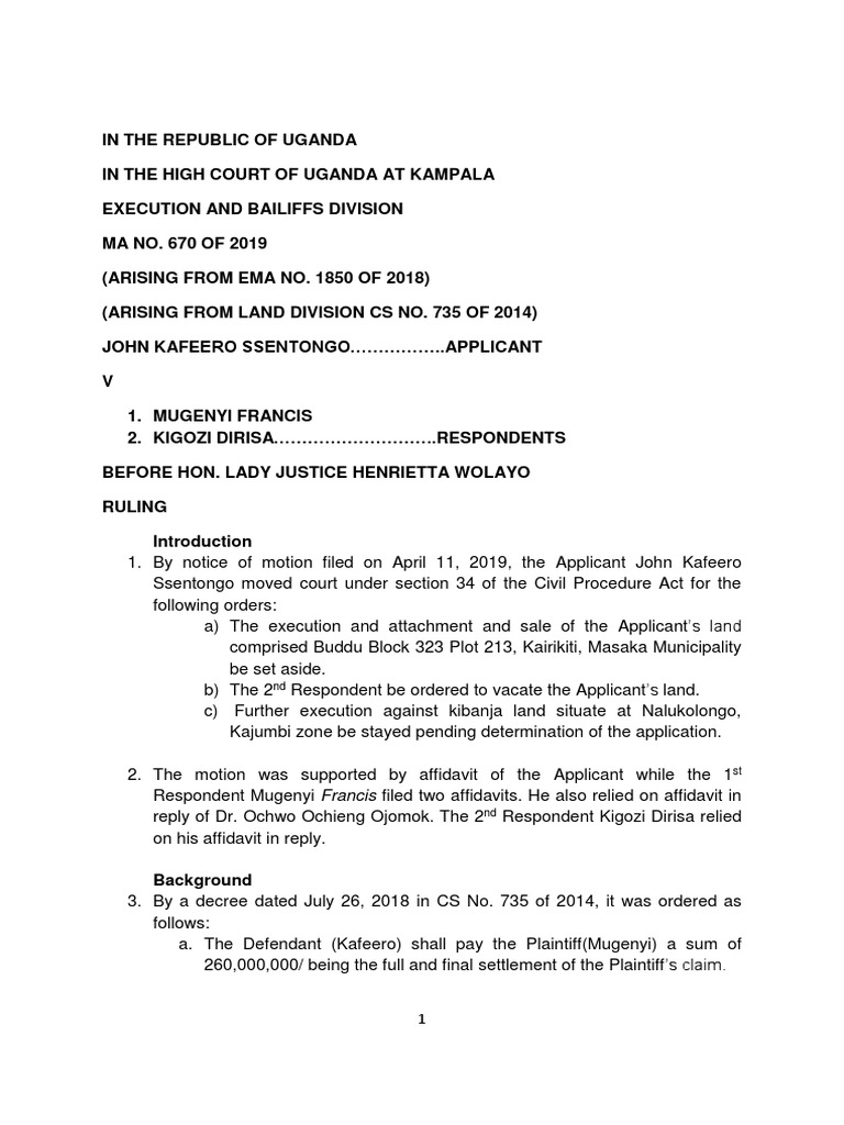 John Kafeero Sentongo Vs Francis Mugenyi | PDF | Real Estate Appraisal ...