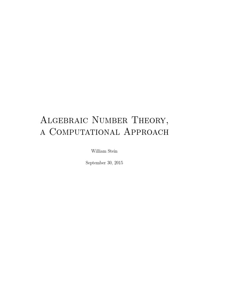 Algebraic Number Theory | PDF | Ring (Mathematics) | Field (Mathematics)
