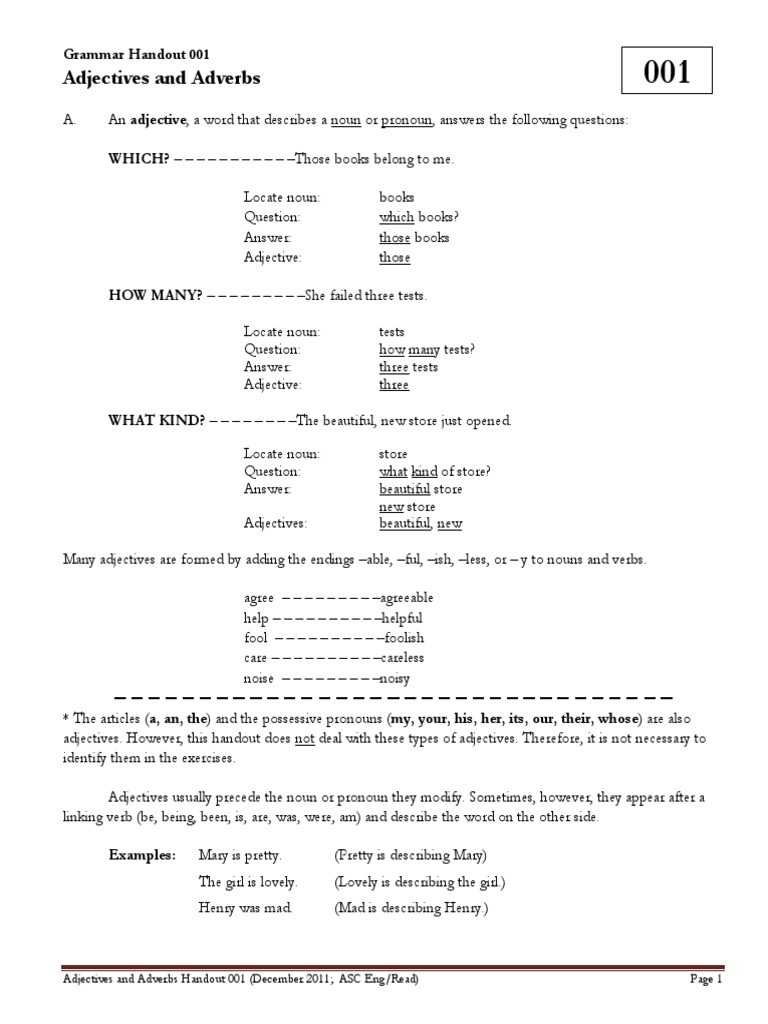 001 Adjectives And Adverbs Download Free Pdf Adverb Adjective