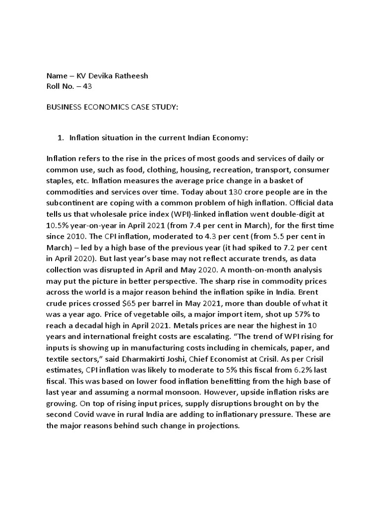 Economics Case Study | PDF | Reserve Bank Of India | Inflation