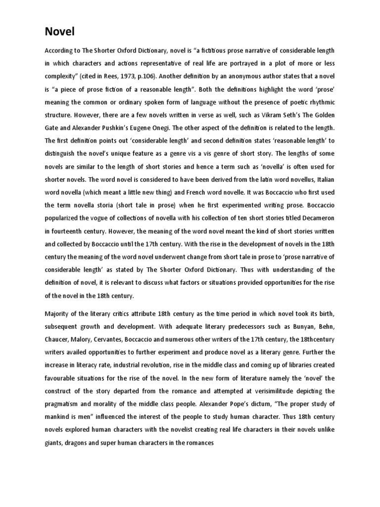 The Development of the Novel: Tracing the Evolution of the Genre from Short Tales to Prose ...